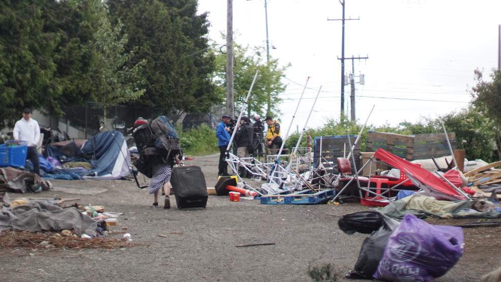 Cleanup begins at squalid downtown Seattle homeless camp | KOMO